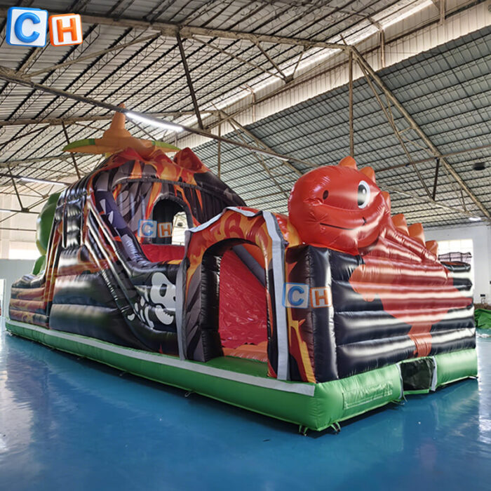 45ft Dinosaur & Volcano Inflatable Obstacle Course - Chinflatables